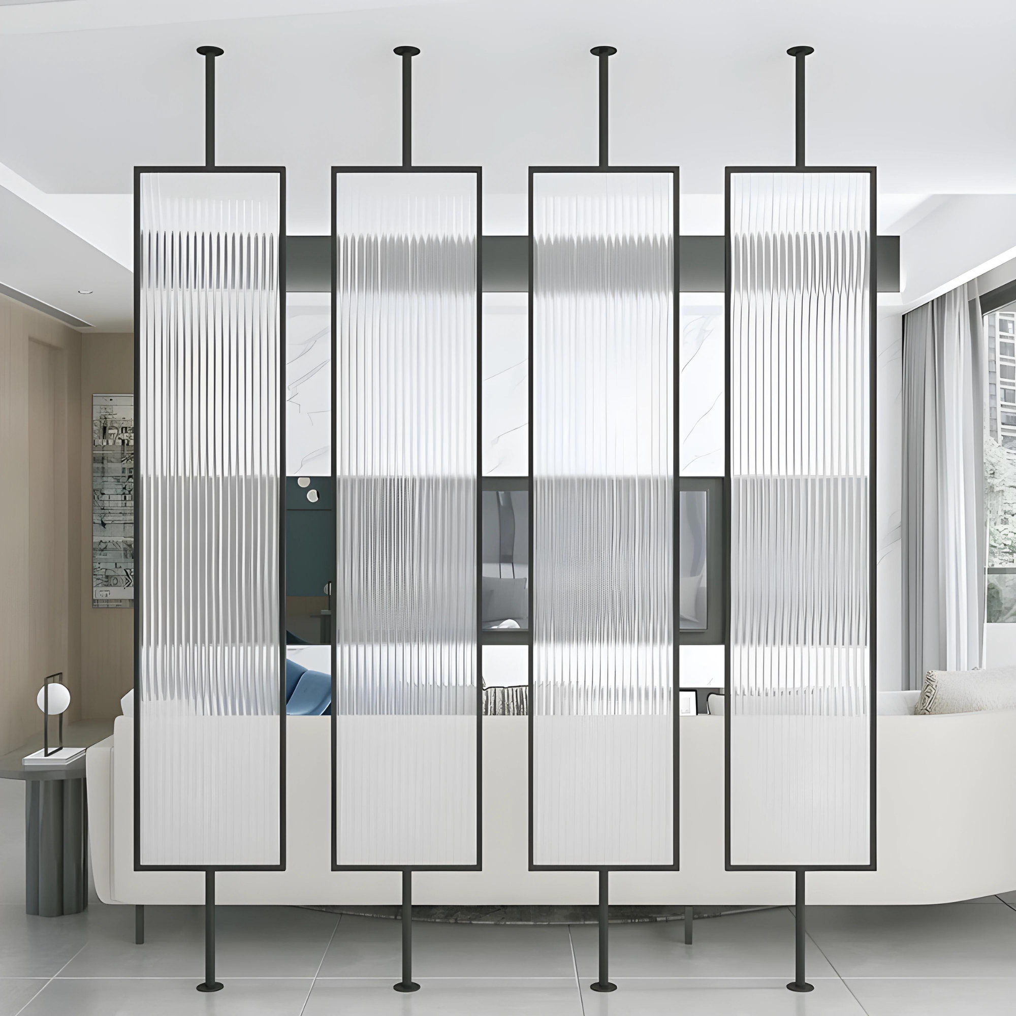 AURORA Metal Glass Privacy Screen | Room Divider