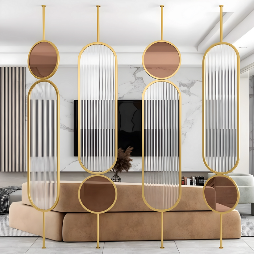 SARTOGO Metal Glass Privacy Screen | Room Divider