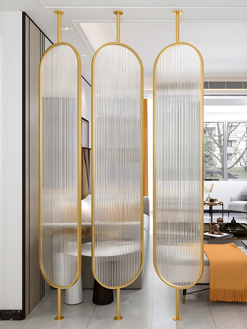 ECLAT Metal Glass Privacy Screen | Room Divider