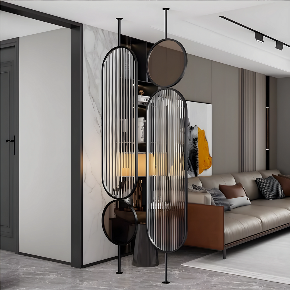 SARTOGO Metal Glass Privacy Screen | Room Divider
