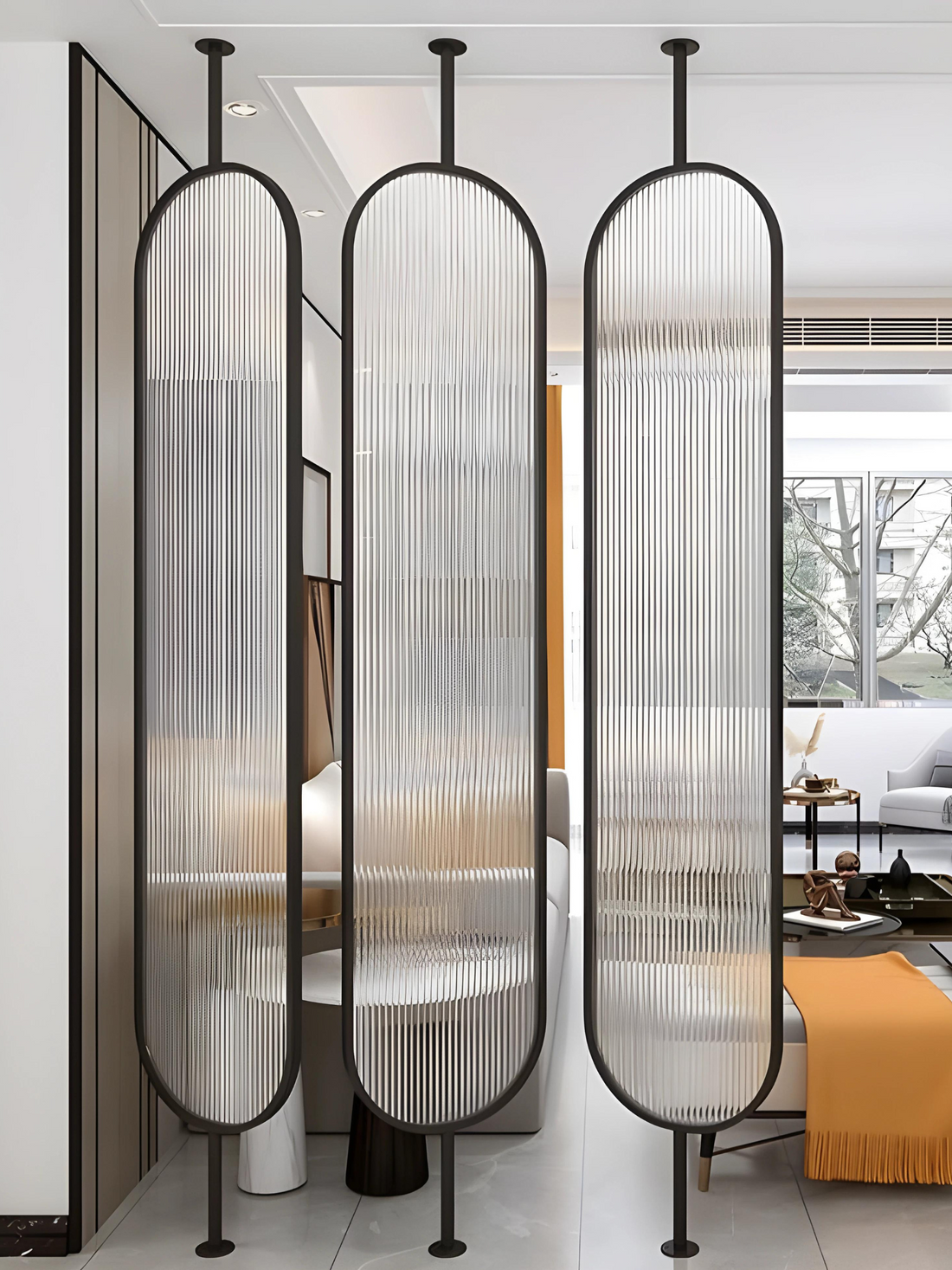 ECLAT Metal Glass Privacy Screen | Room Divider