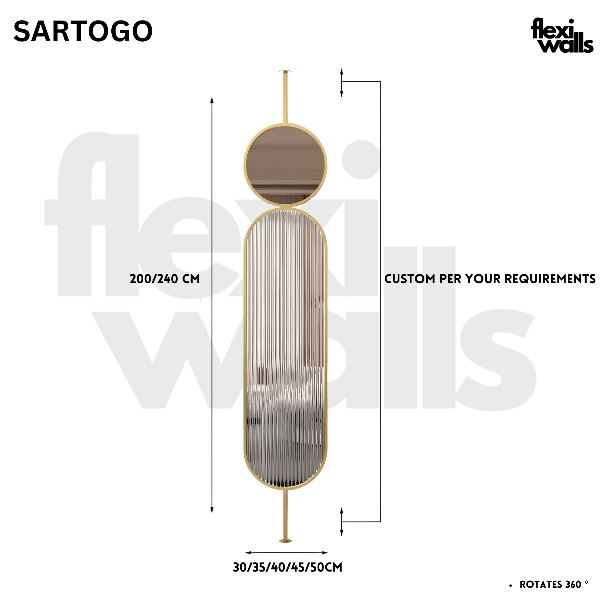 SARTOGO Metal Glass Privacy Screen | Room Divider